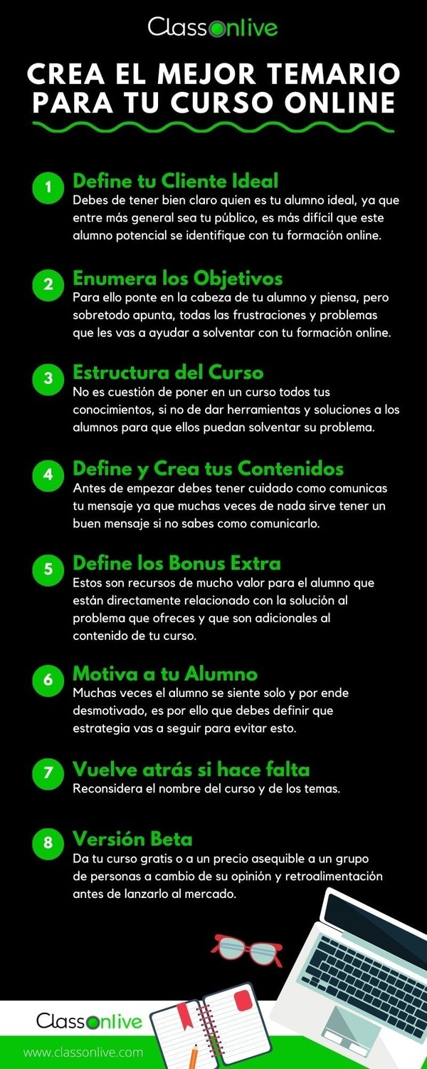 Crea el mejor temario para tu curso online - ClassOnLive